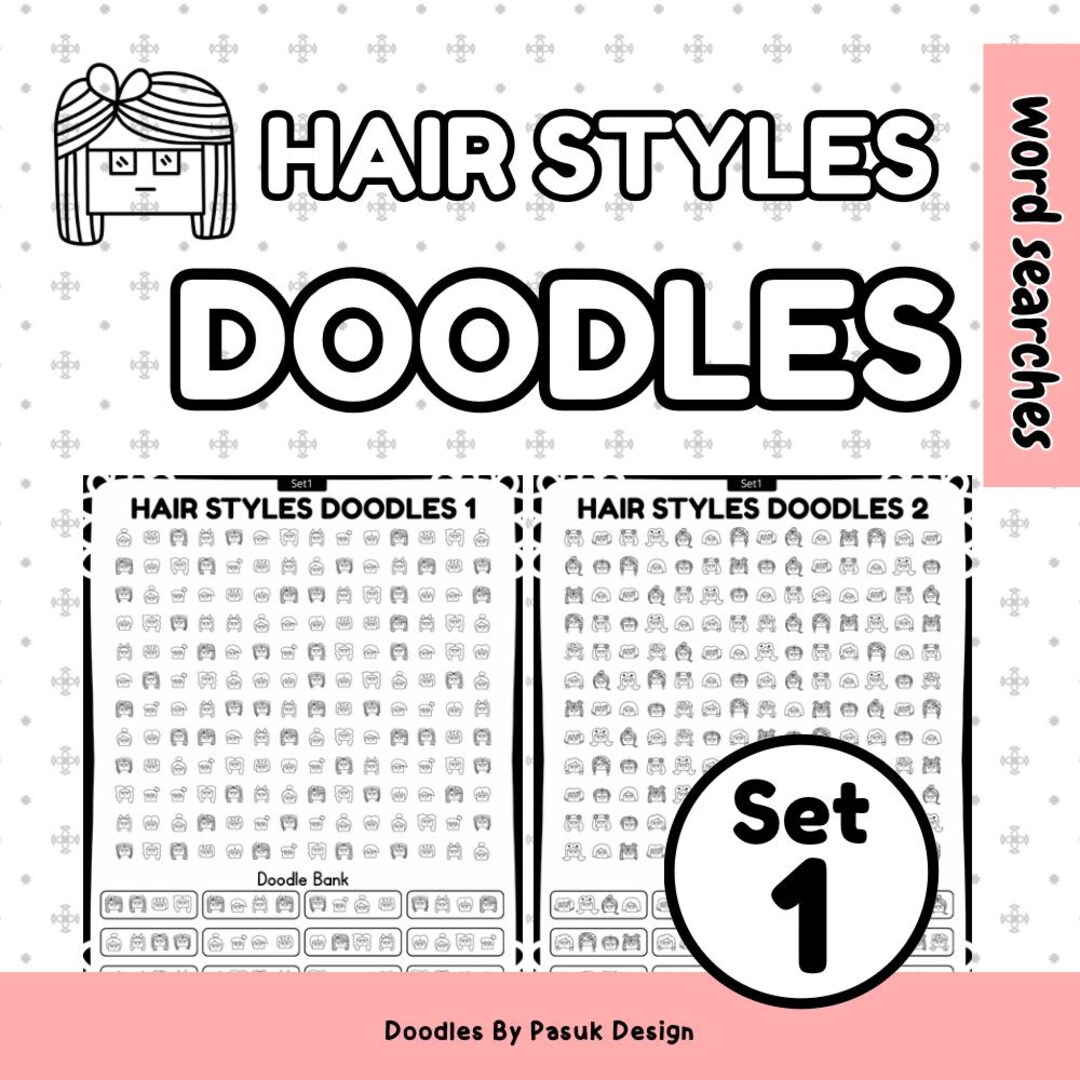 Hair Styles Doodle Word Searches Puzzles Set1 Worksheet Fun Challenge ...