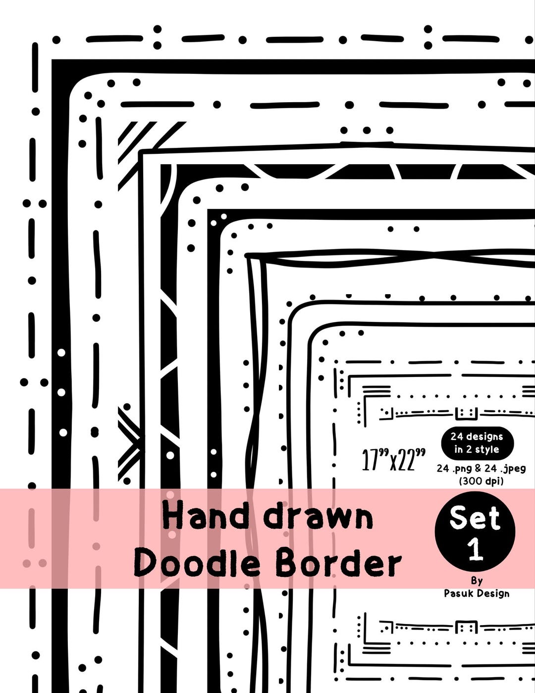 Hand Drawn Doodle Border, Dot Border Clipart, Doodle Frames, Planner ...