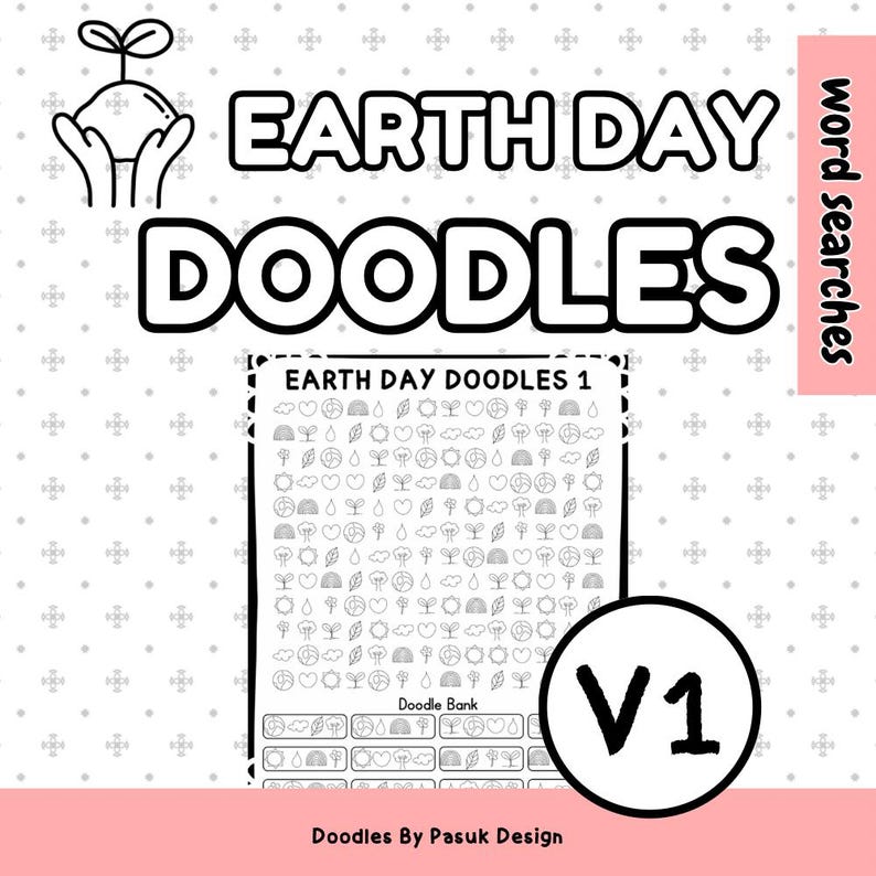 Earth Day Doodle Word Searches Puzzles Worksheet V1 Fun Challenge ...