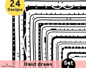 Hand Drawn Black Doodle Border, Doodle Border Planner, Page Border ...