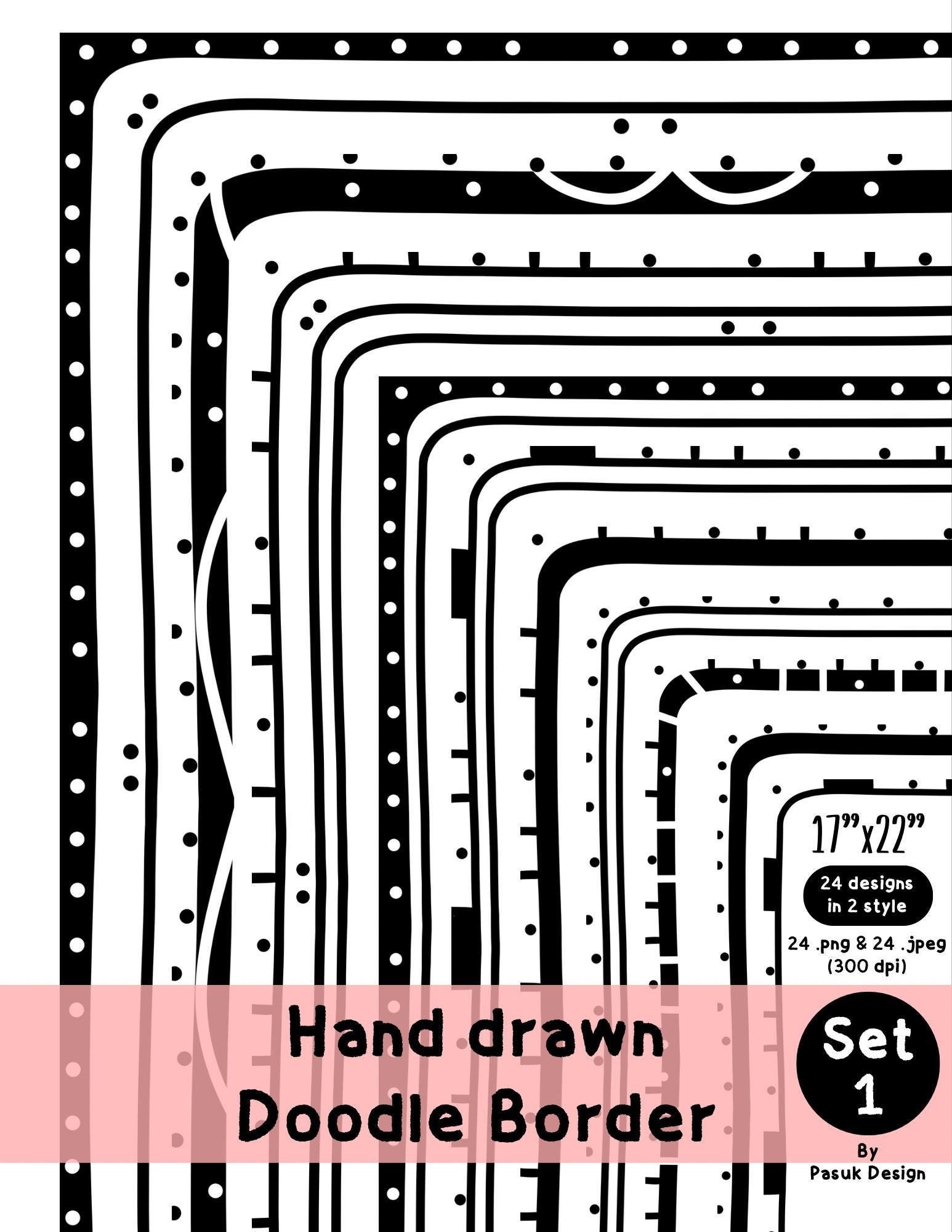 Hand Drawn Doodle Border, Dot Border Clipart, Doodle Frames, Planner ...