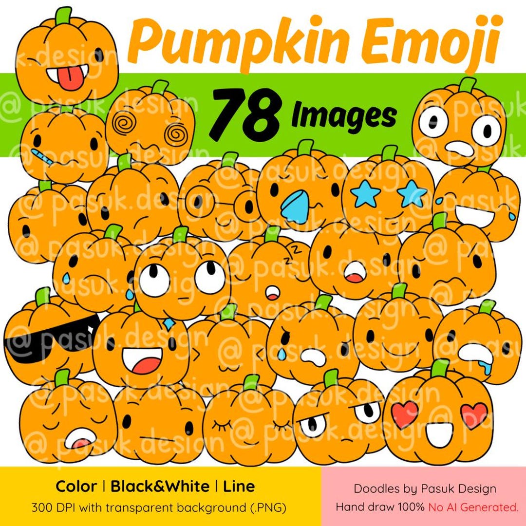 Pumpkin Emoji Clip Art Emotions Face Clipart - Etsy