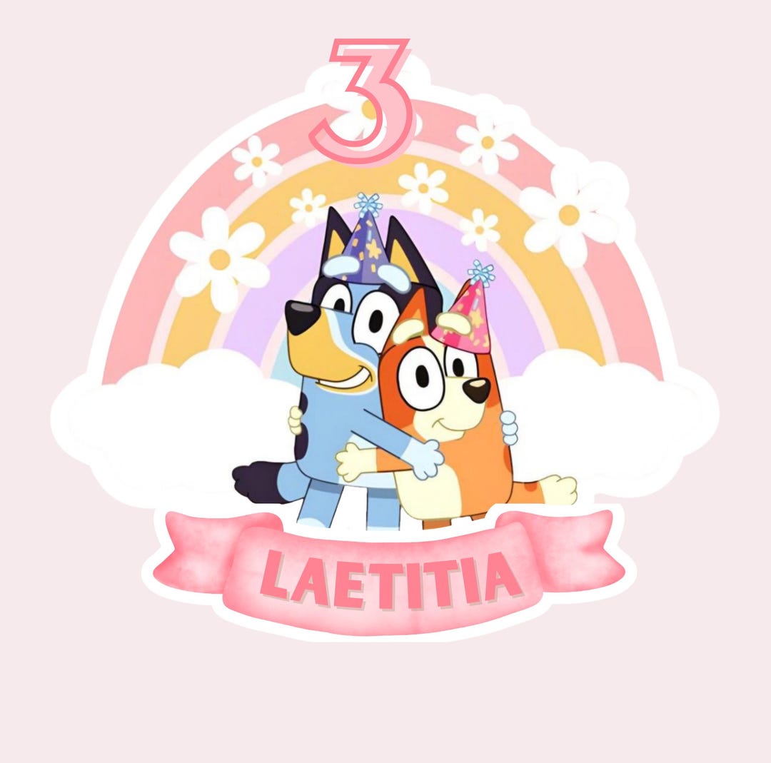Personalize Editable Cake Topper, Bluey Cake Toppers, Cake Deco ...