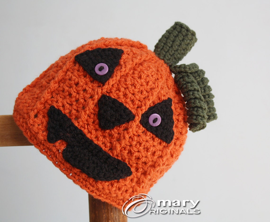 Jack-o-lantern Hat Pumpkin Hat Crochet Beanie Halloween | Etsy