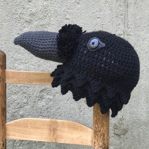 Raven Hat, Crow Hat, Beanie, Crochet, Accessories, Clothing, Men, Women ...
