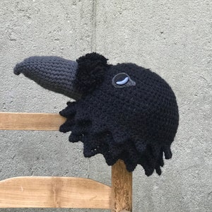 Raven Hat, Crow Hat, Beanie, Crochet, Accessories, Clothing, Men, Women ...