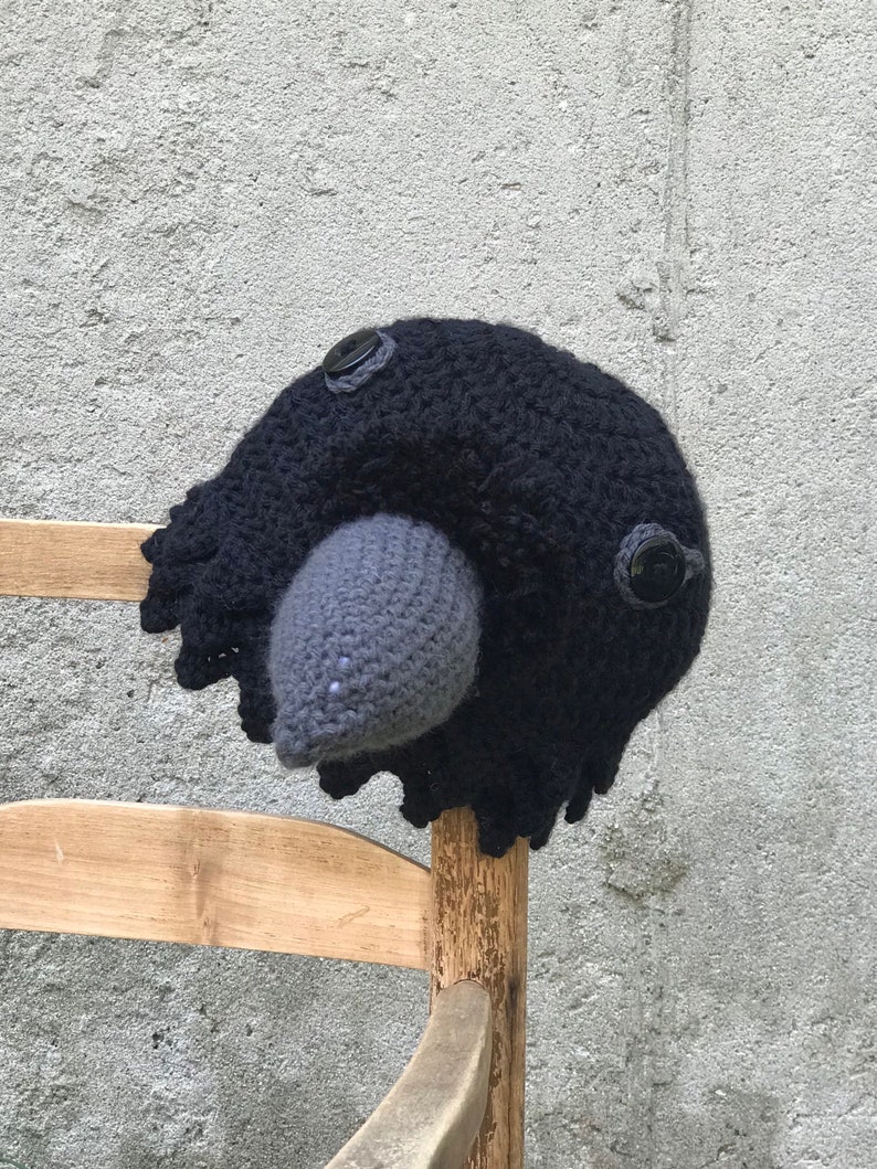 Raven Hat, Crow Hat, Beanie, Crochet, Accessories, Clothing, Men, Women ...