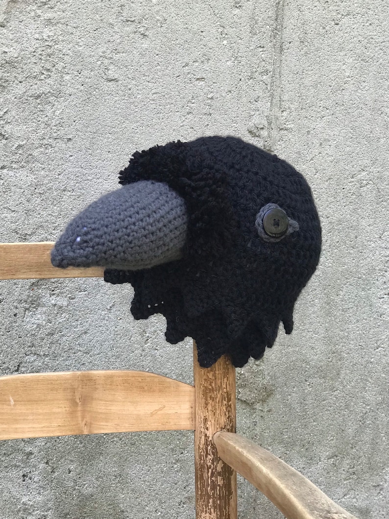 Raven Hat, Crow Hat, Beanie, Crochet, Accessories, Clothing, Men, Women ...