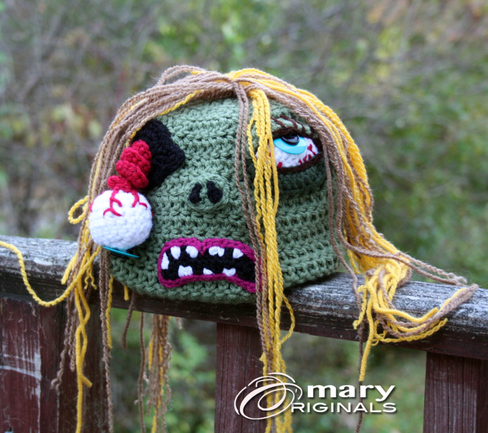 Zombie Hat Crochet Beanie Halloween Costume Girl Women - Etsy