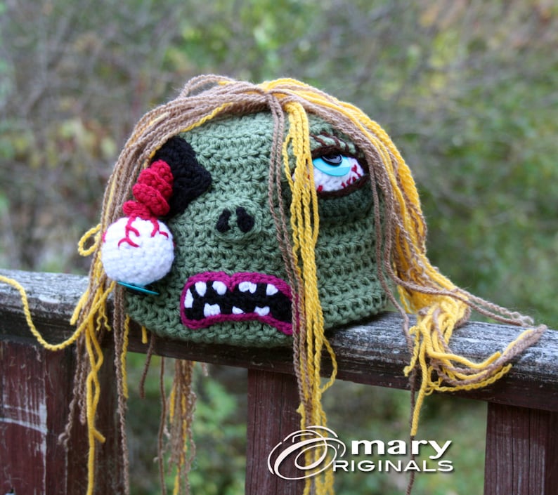 Zombie Hat Crochet Beanie Halloween Costume Girl Women - Etsy