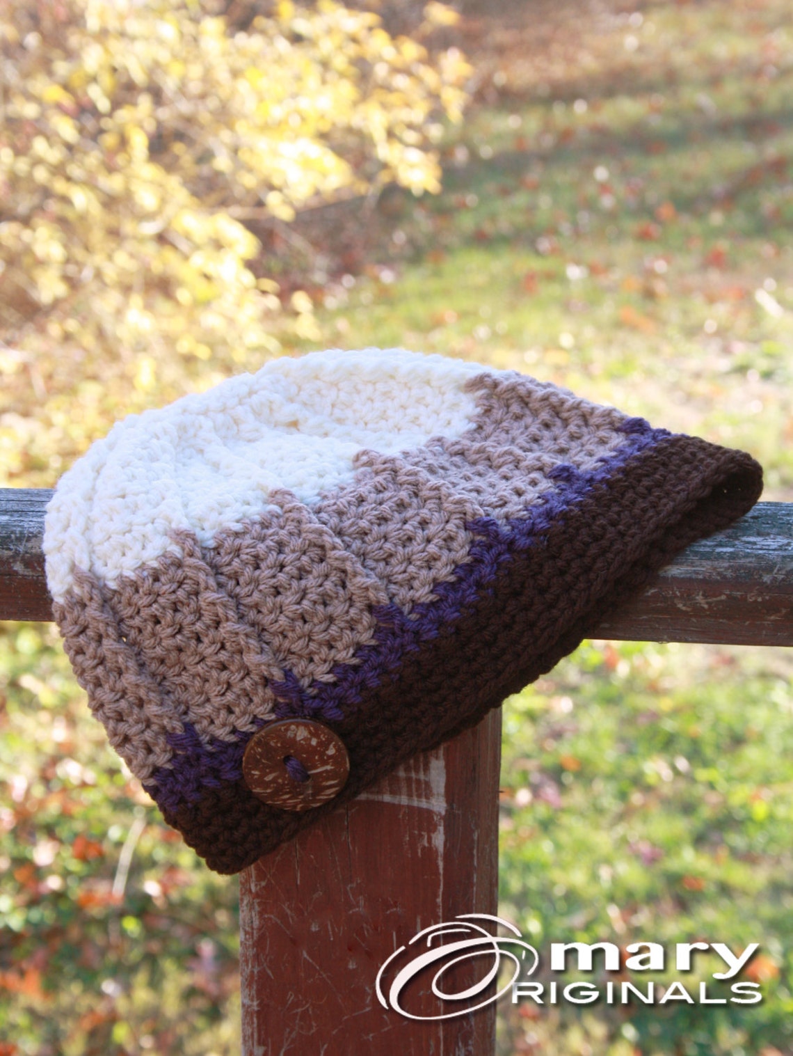 Winter Hat Crochet Beanie Coconut Shell Button Brown Hat | Etsy