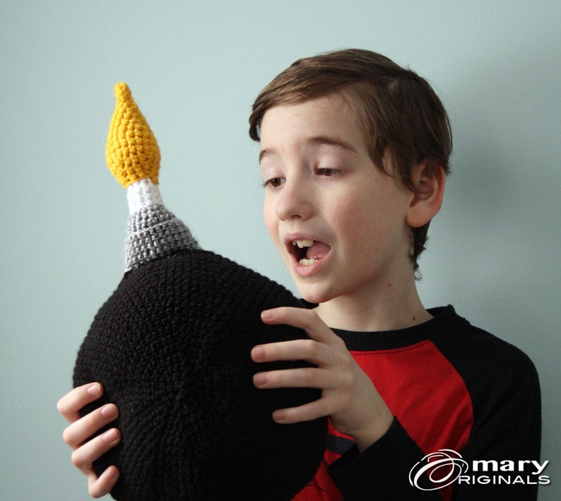 This Pillow is a Blast, Bomb Pillow, Crochet, Bomb Toy, Stuffed Toy ...