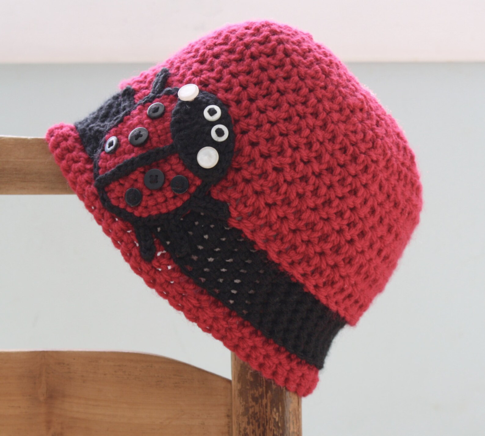 Ladybug Hat, Bug Hat, Crochet Beanie, Red Winter Hat, Girls, Women ...