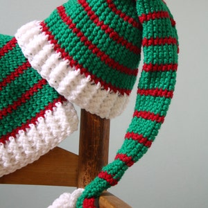 Christmas Stocking Hat, Santa's Elf Hat, Holiday Cap, Crochet Stocking ...
