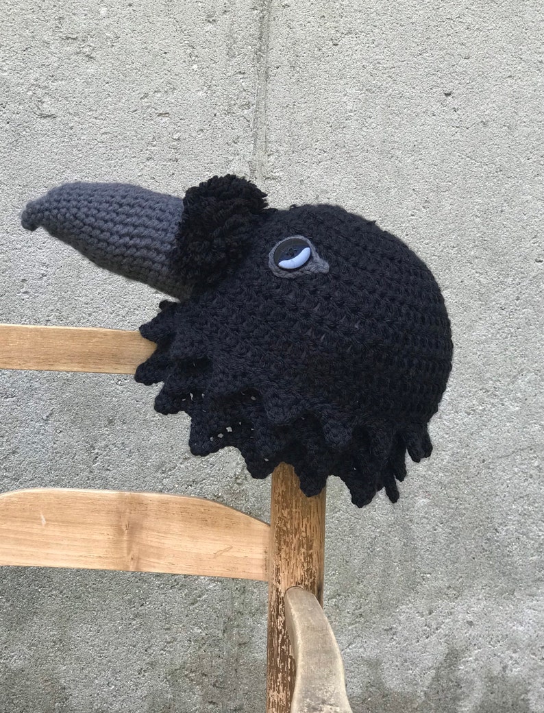 Raven Hat, Crow Hat, Beanie, Crochet, Accessories, Clothing, Men, Women ...