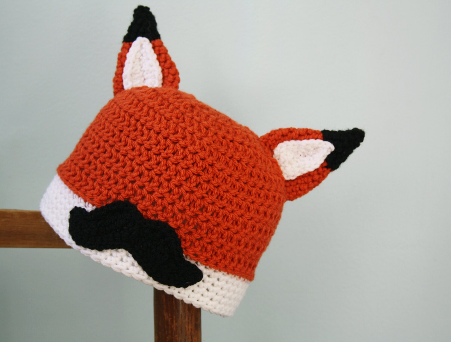 Mustache Fox Hat, Crochet Fox Beanie, Mustache Clothing, Animal Hat ...