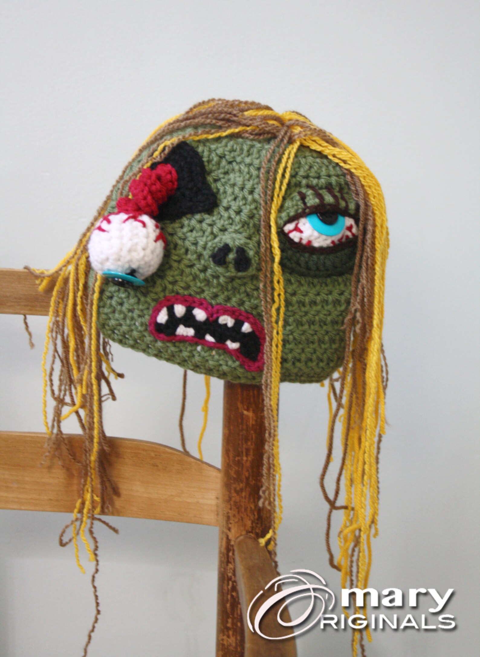 Zombie Hat Crochet Beanie Halloween Costume Girl Women - Etsy