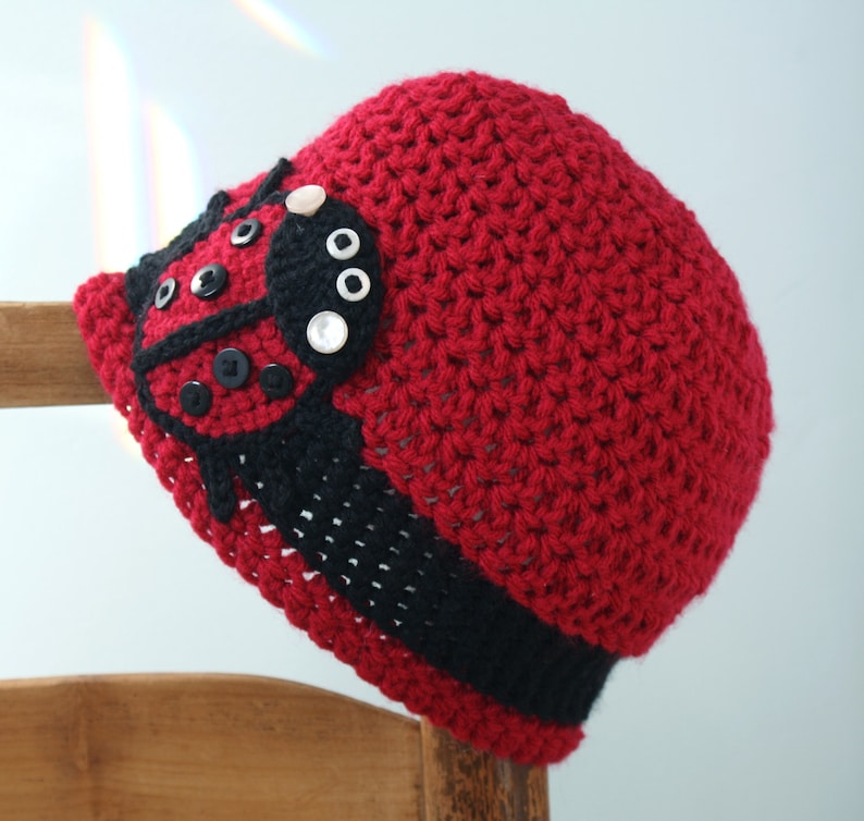 Ladybug Hat, Bug Hat, Crochet Beanie, Red Winter Hat, Girls, Women ...