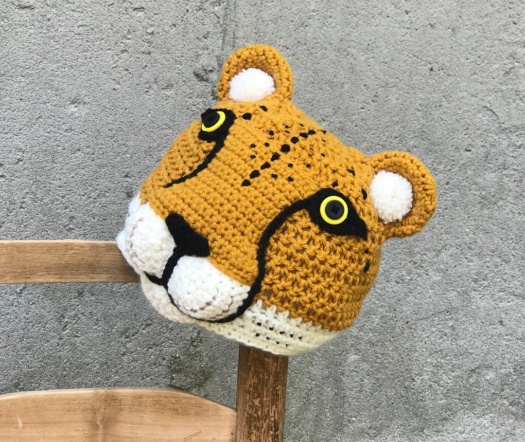Cheetah Hat, Big Cat Hat, Crochet, Beanie, Halloween Costume, Christmas ...