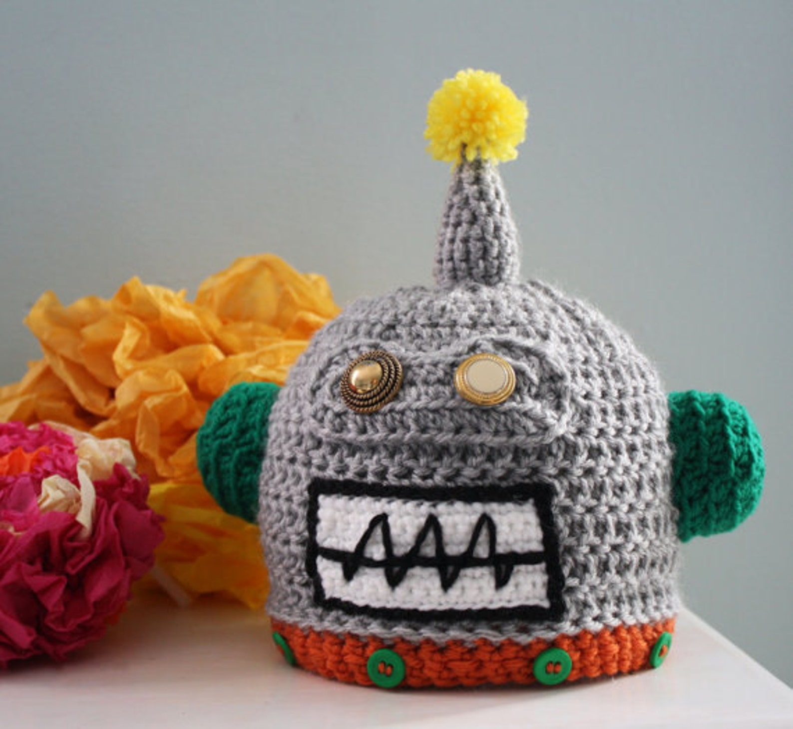 Robot Hat, Crochet Beanie, Halloween Costume, Children's Clothing ...