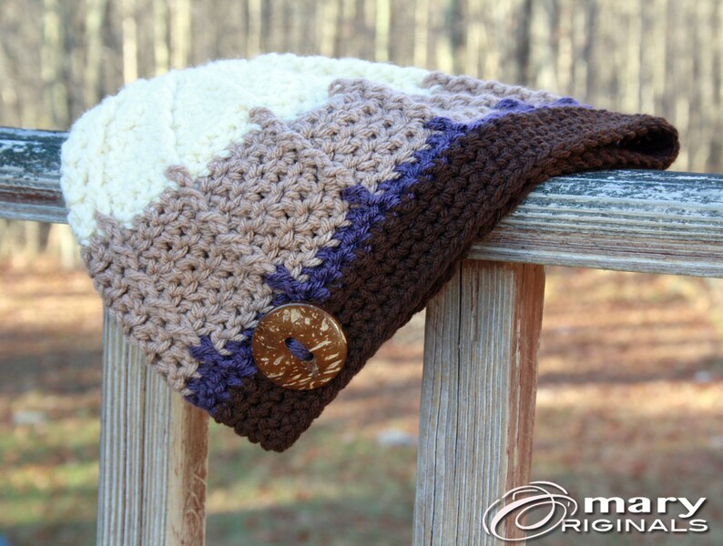 Winter Hat Crochet Beanie Coconut Shell Button Brown Hat | Etsy