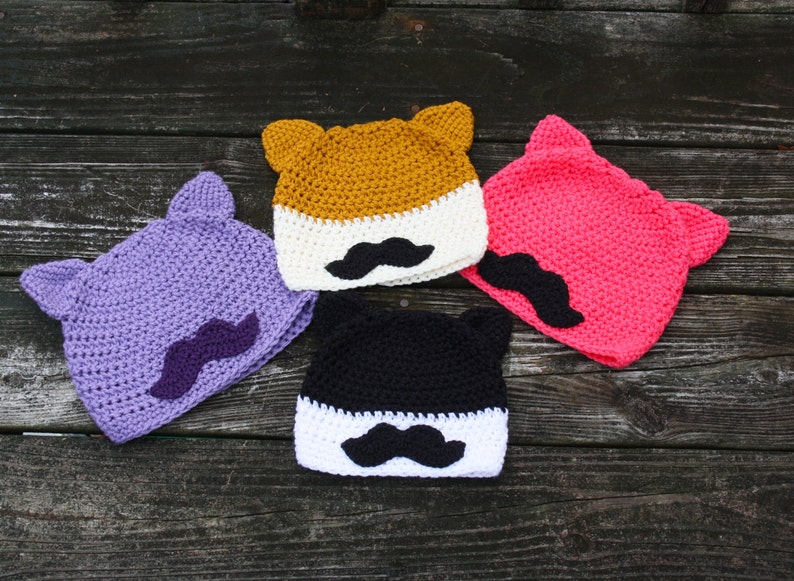 Mustache Cat Hat Cat Hat Crochet Beanie Animal Mustache | Etsy