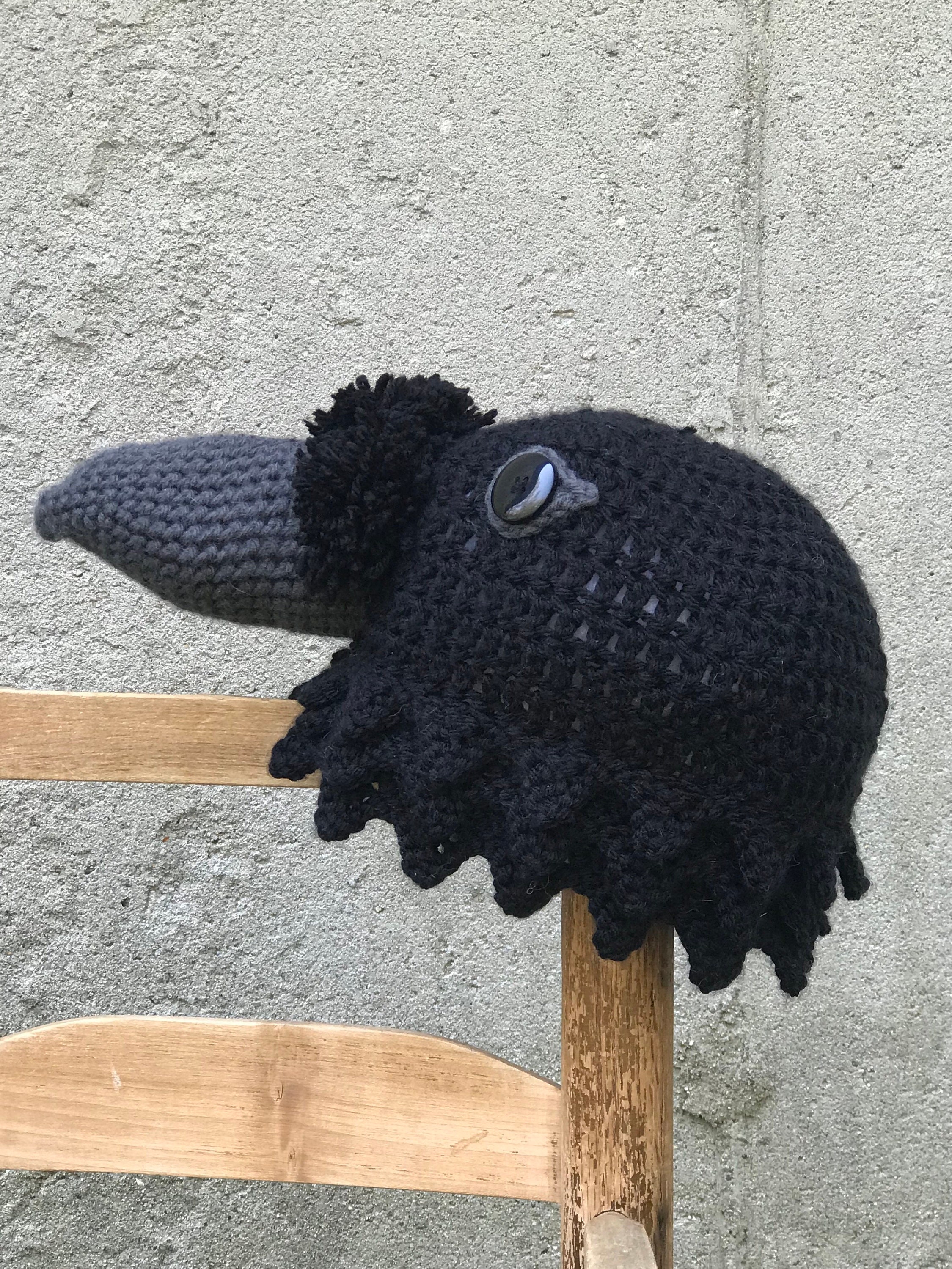 Raven Hat, Crow Hat, Beanie, Crochet, Accessories, Clothing, Men, Women ...