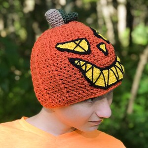 Jack-o-lantern Hat, Pumpkin Hat, Crochet, Beanie, Halloween, Costume ...