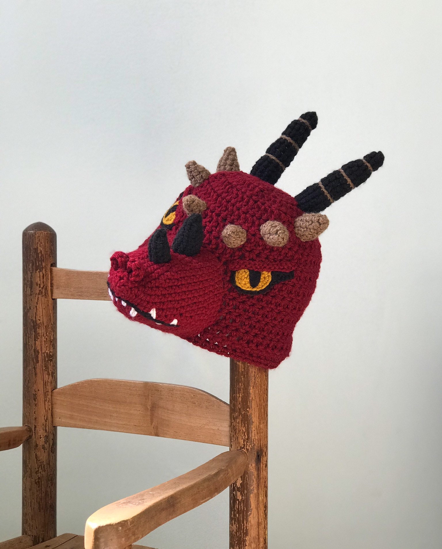 Dragon Hat Crochet Beanie Red Dragon Scifi Fantasy - Etsy Canada