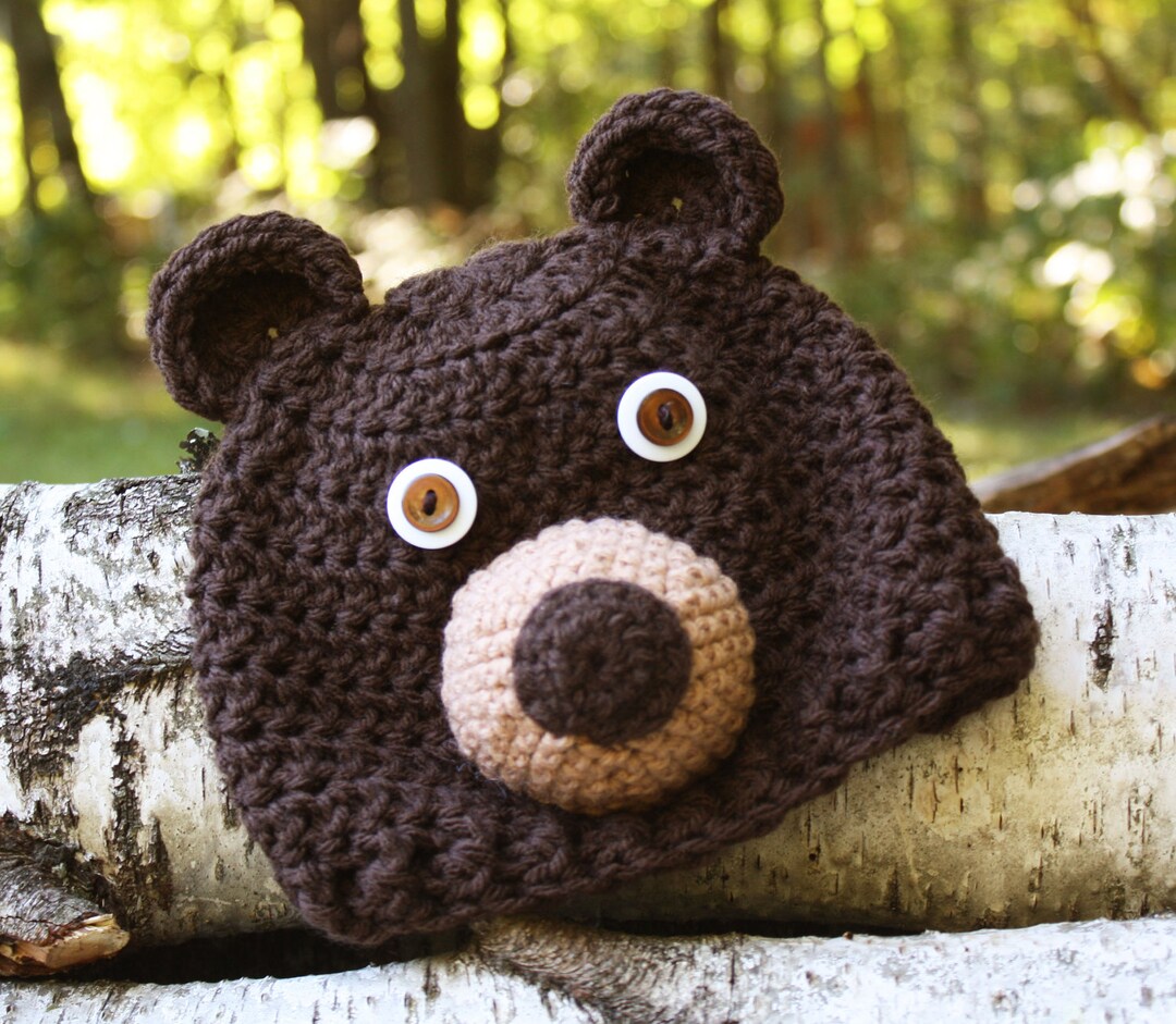 Brown Bear Hat, Bear Hat, Crochet Beanie, Animal Hat, Boys, Girls, Men ...