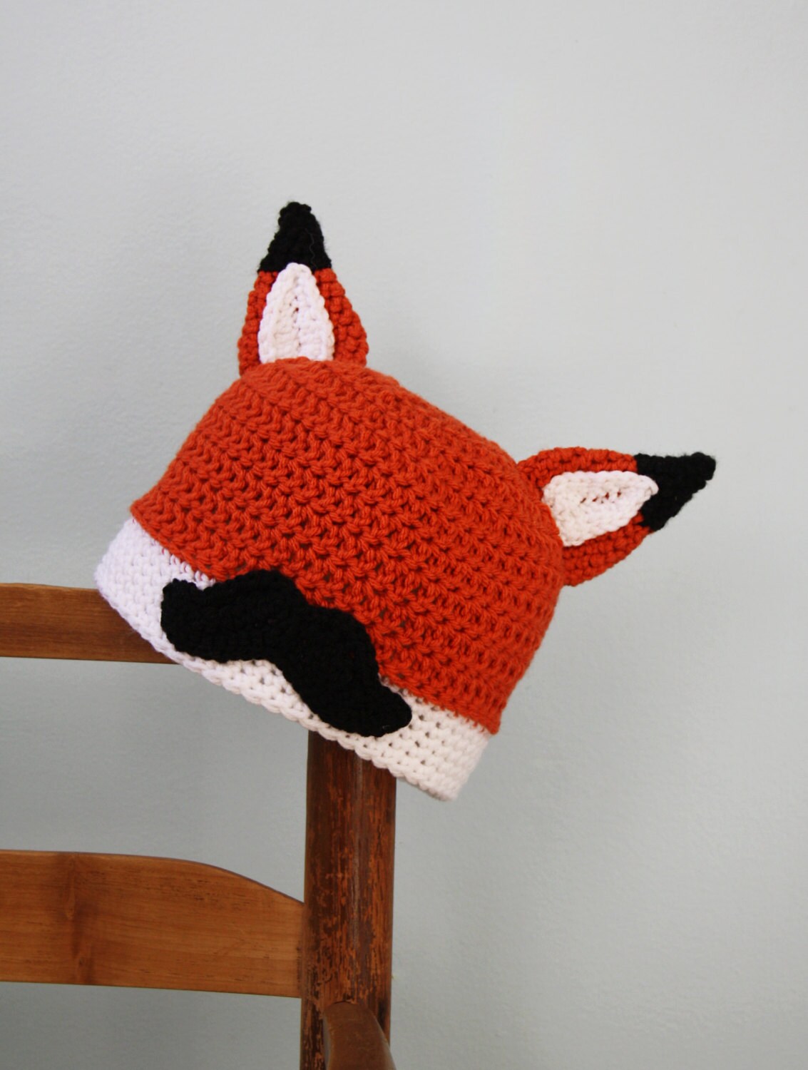 Mustache Fox Hat, Crochet Fox Beanie, Mustache Clothing, Animal Hat ...