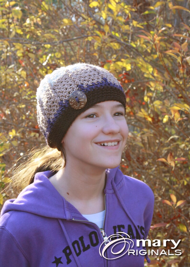 Winter Hat Crochet Beanie Coconut Shell Button Brown Hat | Etsy