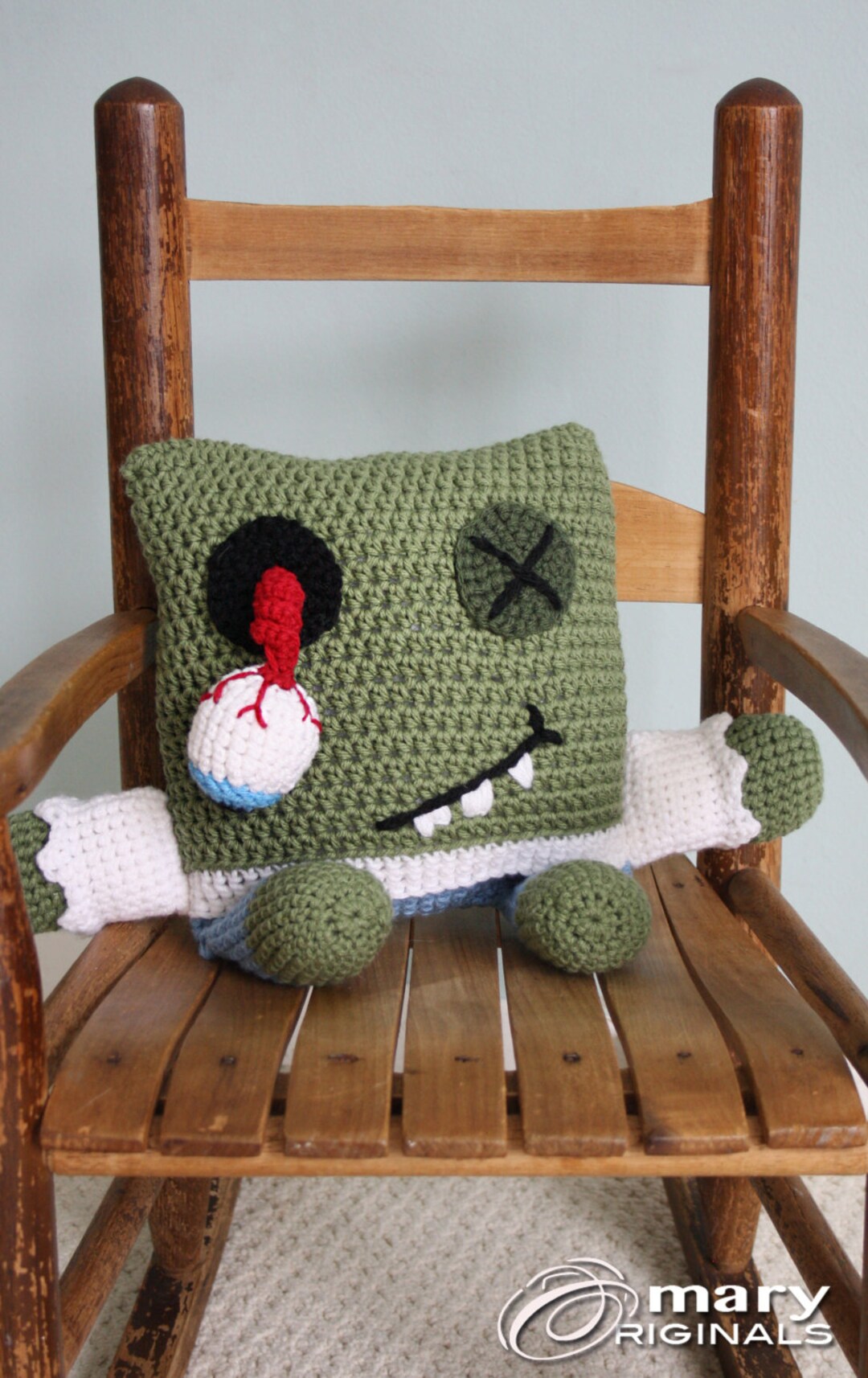 Zombie Pillow, Zombie Stuffed Toy, Crochet Pillow, Crochet Toy, Throw ...