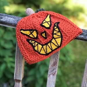 Jack-o-lantern Hat, Pumpkin Hat, Crochet, Beanie, Halloween, Costume ...