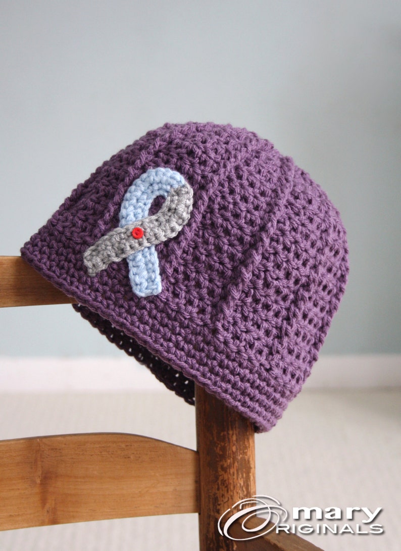 Diabetes Awareness Hat, Type 1 Diabetes Awareness Ribbon, Crochet ...