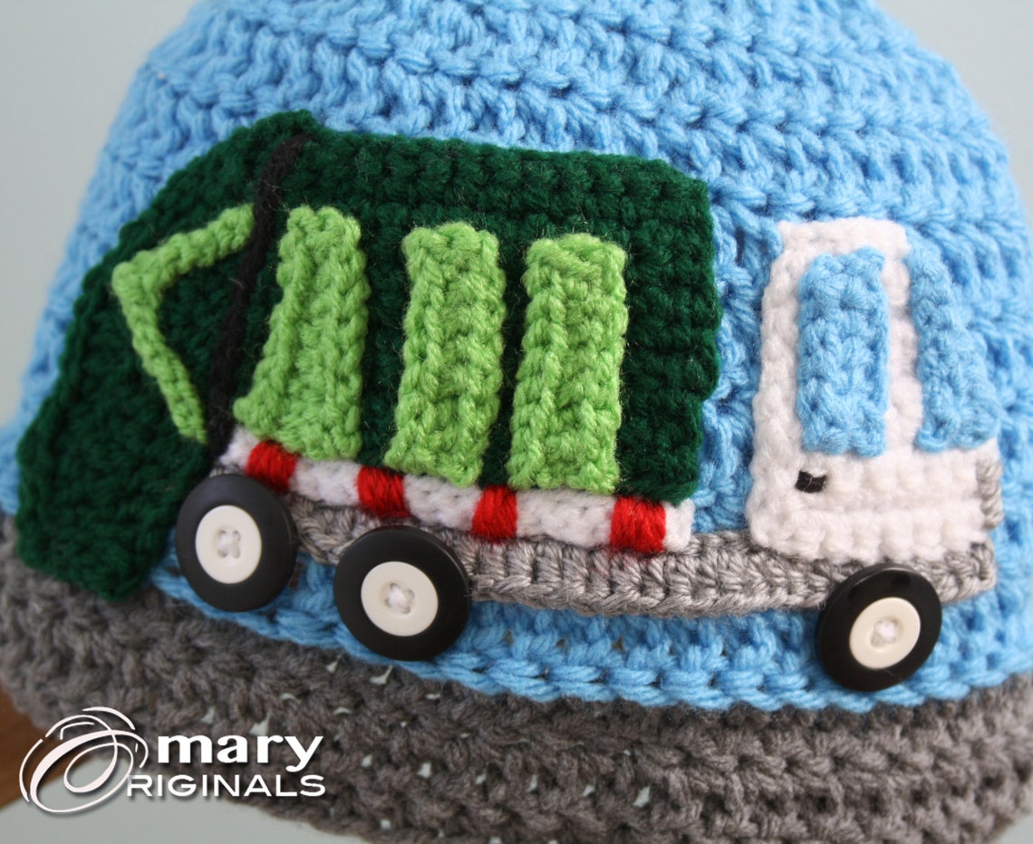 Garbage Truck Hat Trash Truck Hat Crochet Beanie Truck Hat - Etsy