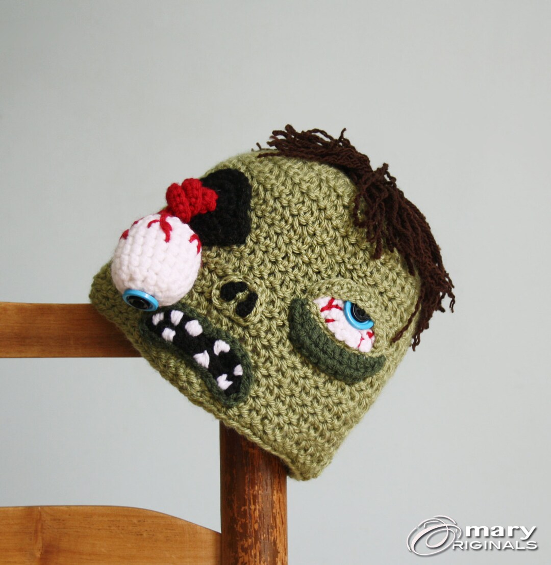 Zombie Hat, Crochet Beanie, Halloween Costume, Boy, Girl, Men, Women ...