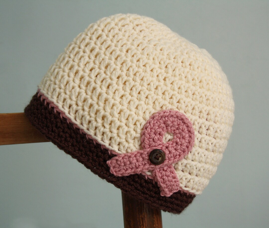 Breast Cancer Awareness Beanie, Chemo Cap, Crochet Beanie, Pink ...