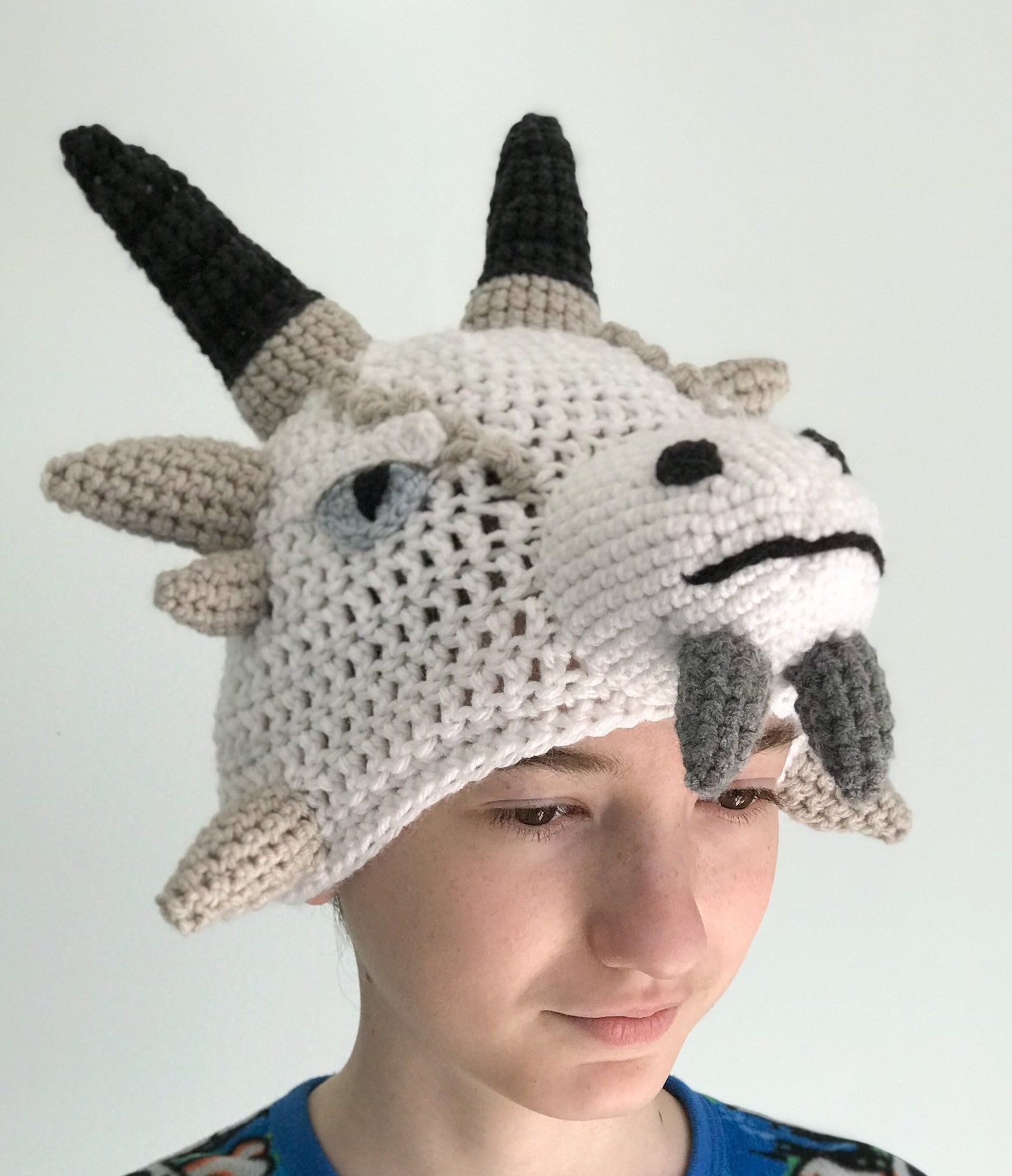 Ice Dragon Hat Crochet Beanie Dragon SciFi Fantasy | Etsy