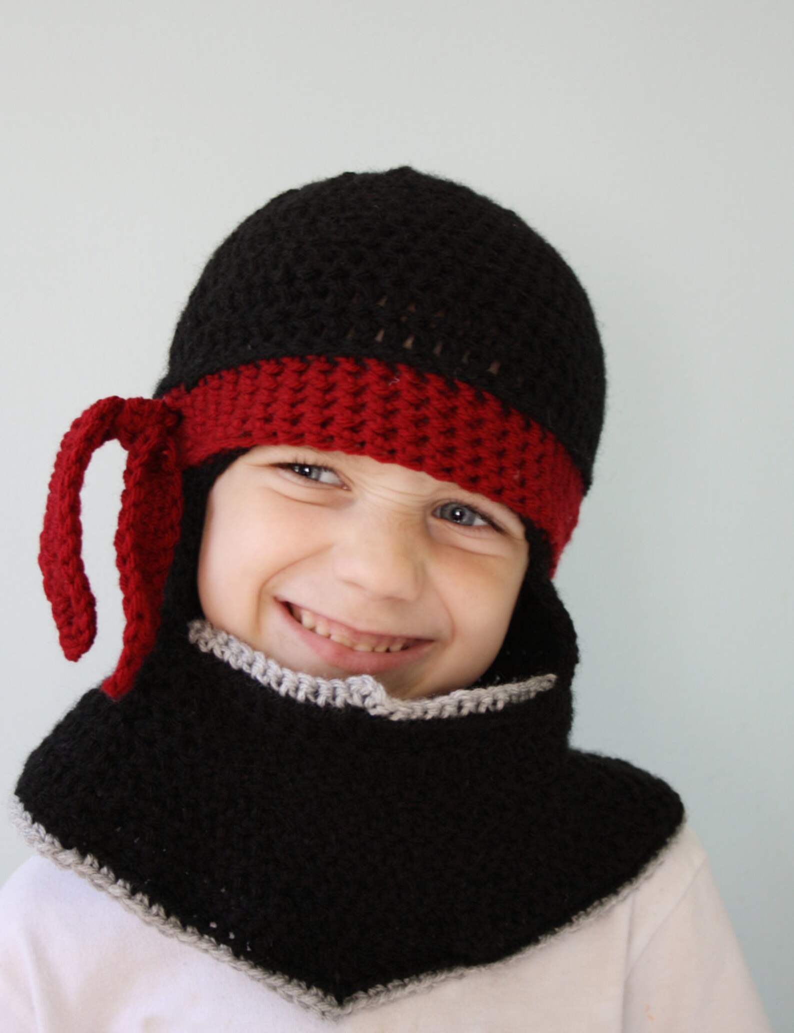 Ninja Hood, Ninja Mask, Ninja Hat, Crochet Beanie, Hat and Cowl ...