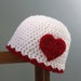 Red Heart Hat, Red and White Hat, Crochet Beanie, Baby Hat, Girls ...
