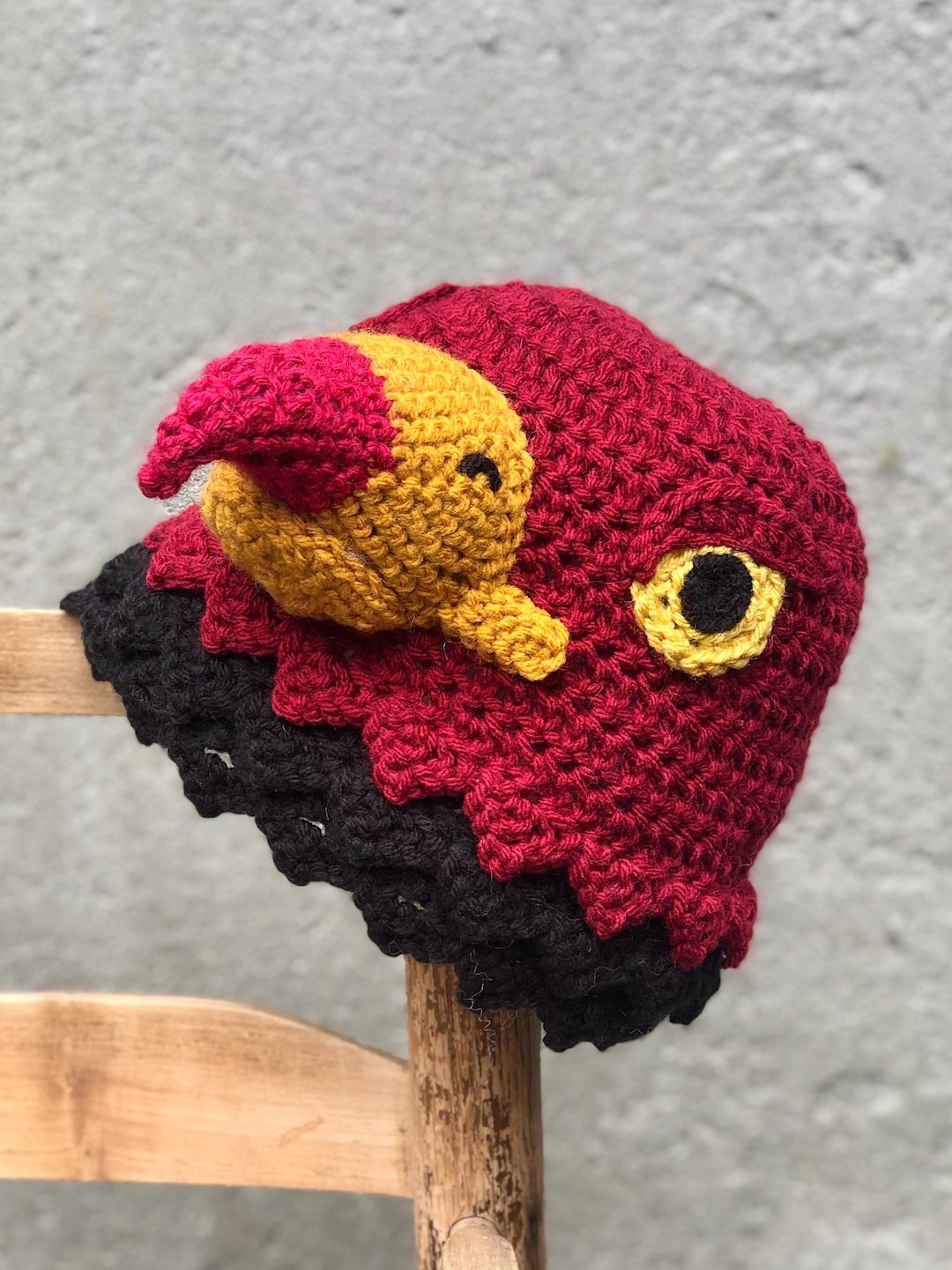Red Hawk Hat, Crochet Beanie, Animal Hat, Halloween Costume, Clothing ...