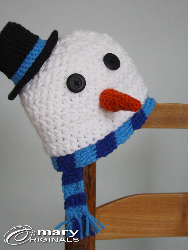 Snowman Hat, Crochet Beanie, Crochet Snowman, Holiday, Gift, Men, Women ...