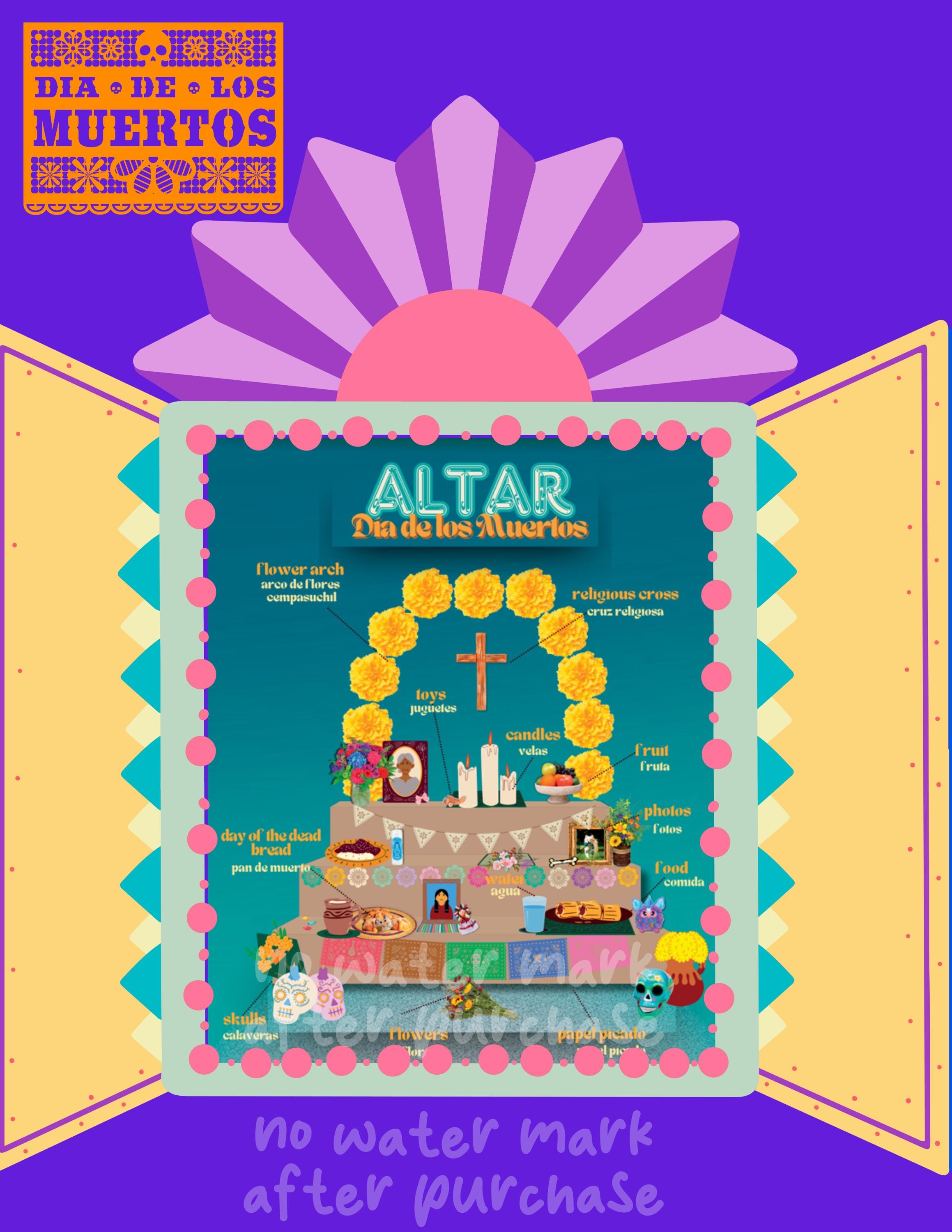 Day of the Dead Altar Cute Infographic for Teaching Bilingual Instant ...