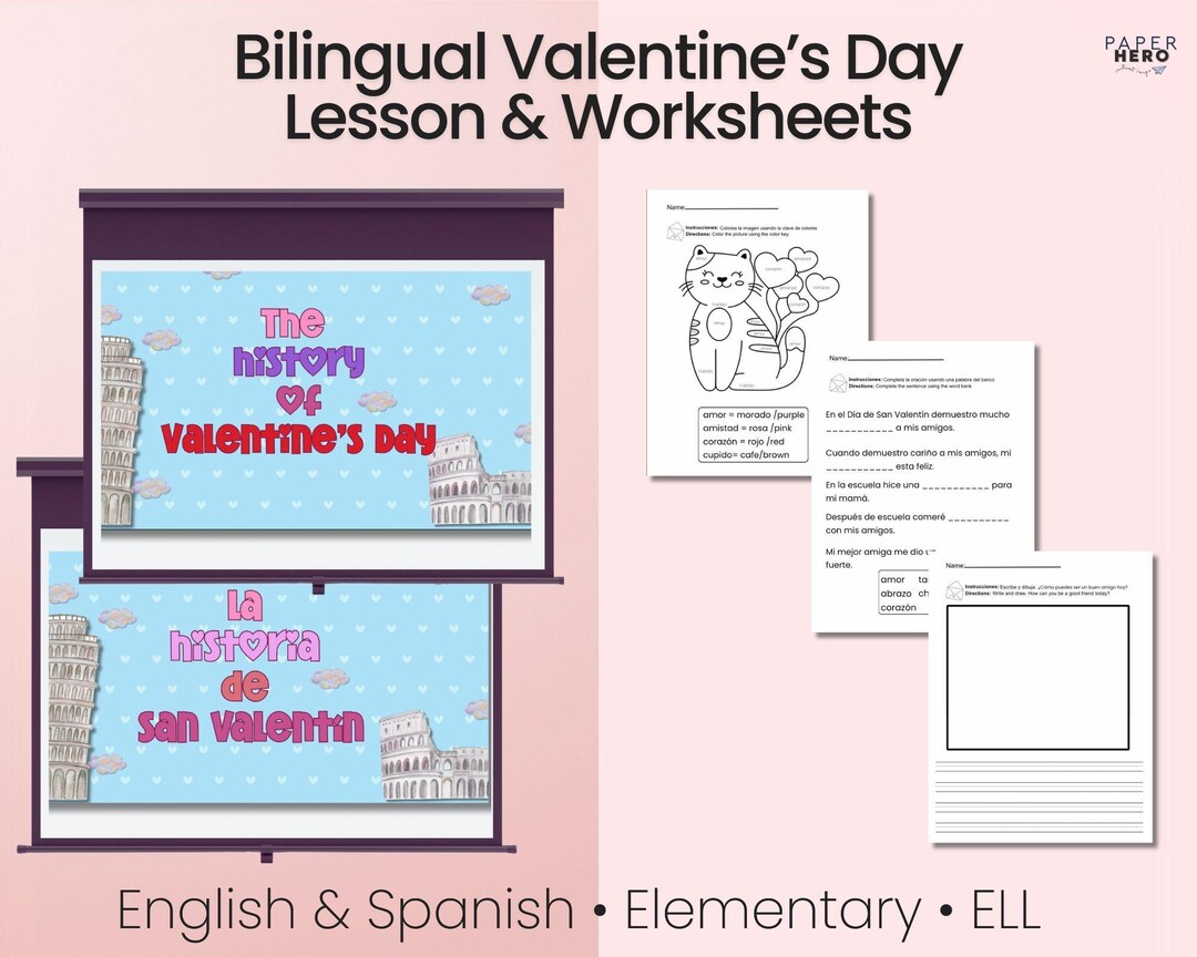 Bilingual Valentine’s Day Lesson & Worksheets | English Spanish ...