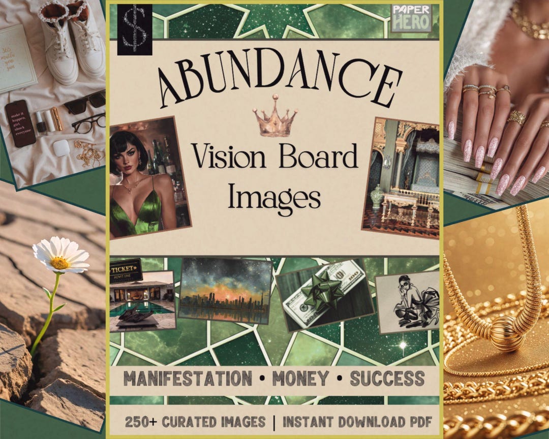 Abundance Vision Board Images PDF | Manifestation & Money Vision Board ...
