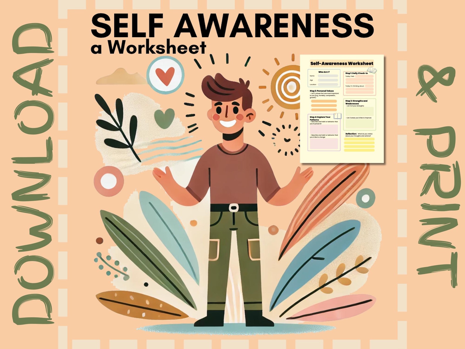 Self-awareness Worksheet Printable Tool for Personal Growth and Mental ...