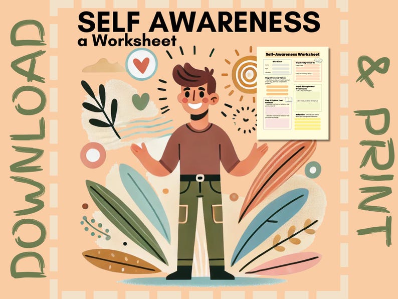 Self-awareness Worksheet - Printable Tool for Personal Growth and ...