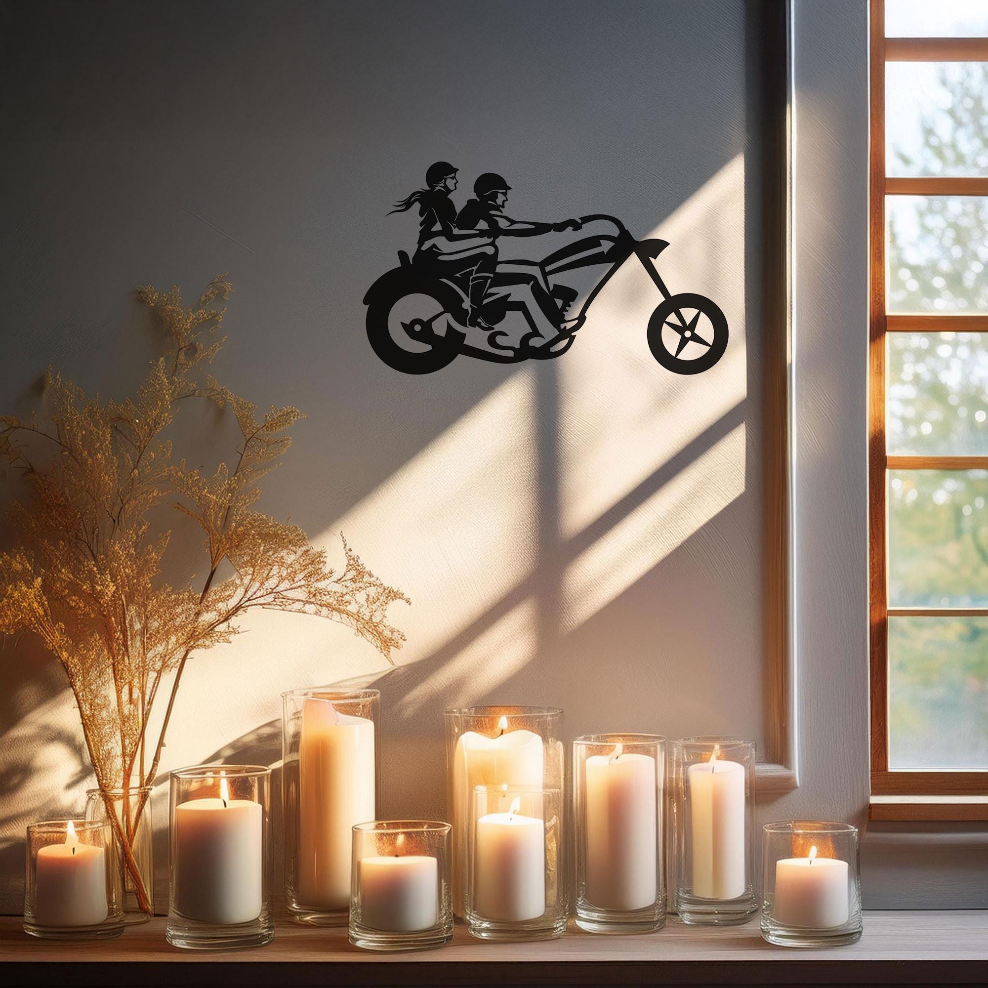Laser Cut Motorcycle Couple Metal Wall Art, Biker Garage Decor - Etsy
