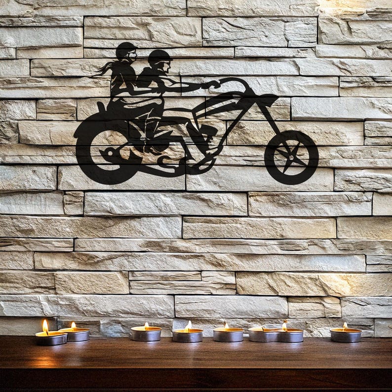 Laser Cut Motorcycle Couple Metal Wall Art, Biker Garage Decor - Etsy